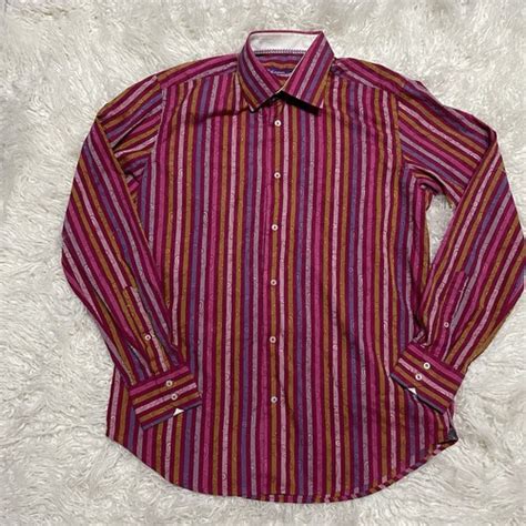 Robert Graham Mutli Color Vertical Stripe Cotton Casual Shirt Sz L Ebay