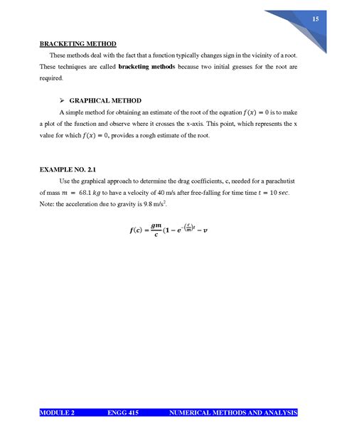 SOLUTION Module Numerical Bracketing Methods Studypool