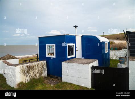 A Small Caravan Converted Into A Holiday Home In Corbie Knowe Near Lunan Bay Angus Scotland
