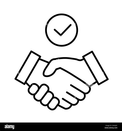 Handshake With Check Icon Commitment Line Symbol Stock Vector Image And Art Alamy