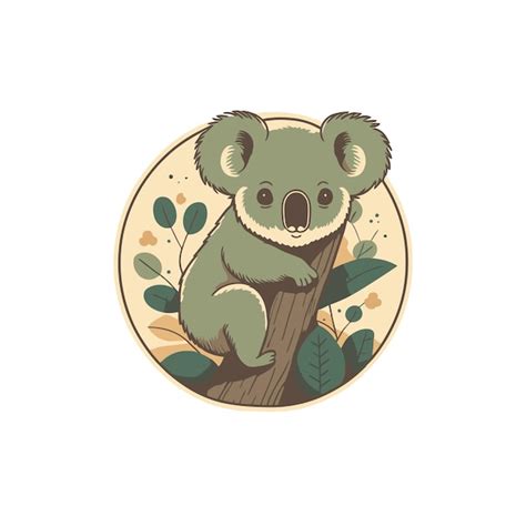 Koala Sitzt Auf Einem Baum Logo Design Maskottchen Vektorgrafik