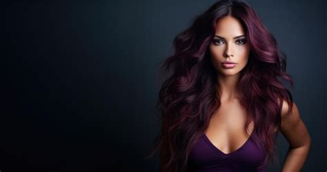 Premium Ai Image Portrait Of A Beautiful Woman With Long Purple Hair