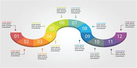 Timeline Curve Chart Template For Infographic For Presentation For 12 Element 20609585 Vector