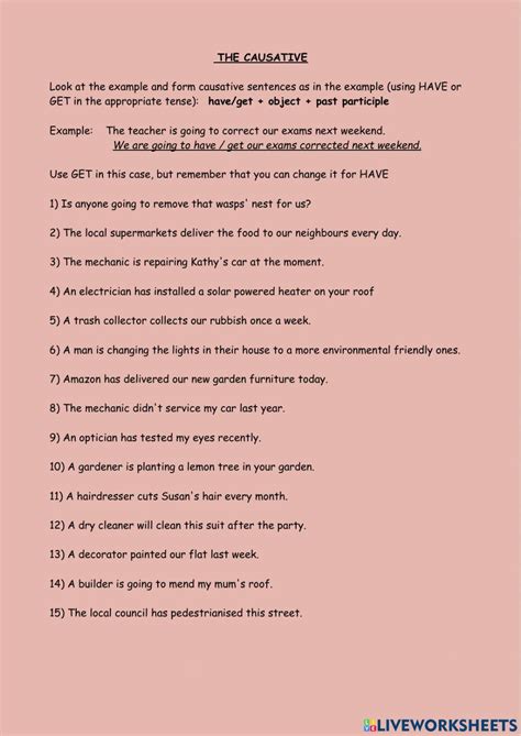 Causative 2290940 Sandra Live Worksheets