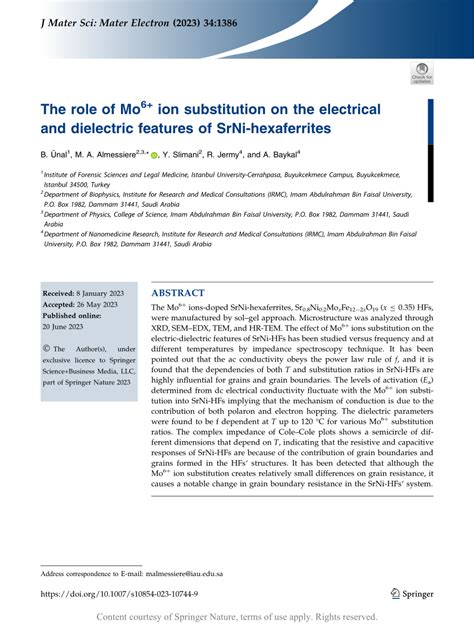The Role Of Mo Ion Substitution On The Electrical And Dielectric Features Of Srni Hexaferrites