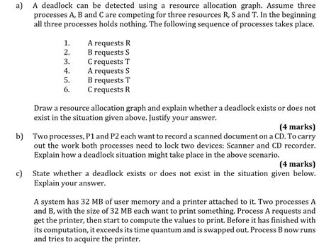 [solved] a a deadlock can be detected using a resource a