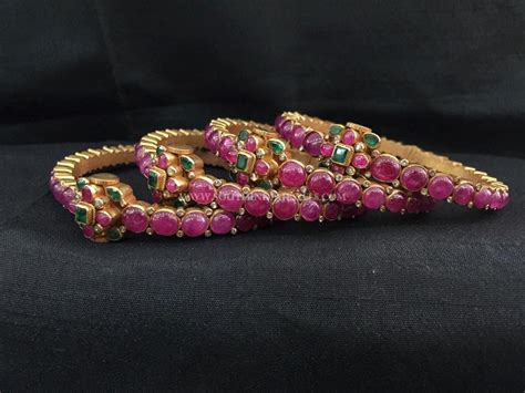Gold Antique Ruby Bangles From Big Shop ~ South India Jewels