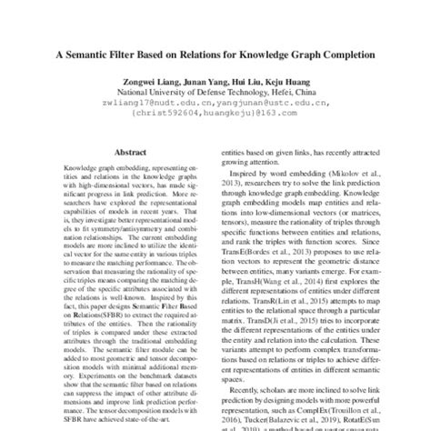 A Semantic Filter Based On Relations For Knowledge Graph Completion Acl Anthology