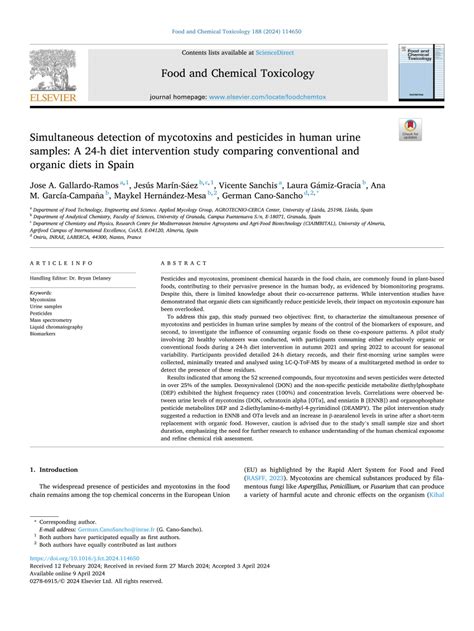 Pdf Simultaneous Detection Of Mycotoxins And Pesticides In Human