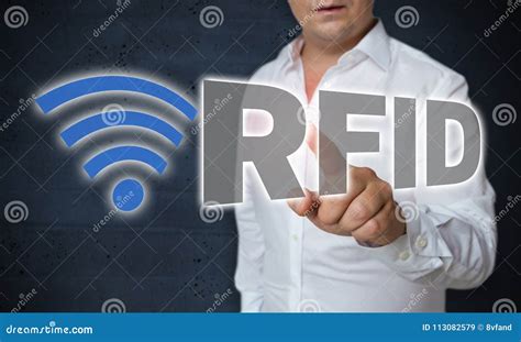 RFID Touch Screen Is Operated By Man Concept Stock Image Image Of Icon Finger 113082579