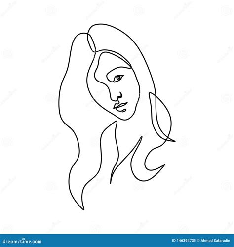 Cute Girl Continuous One Line Drawing Minimalist Design Abstract Stock Vector Illustration Of