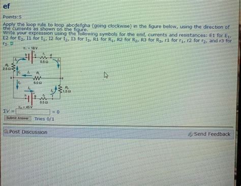 Solved Ef Points5 Apply The Loop Rule To Loop Abcdefgha