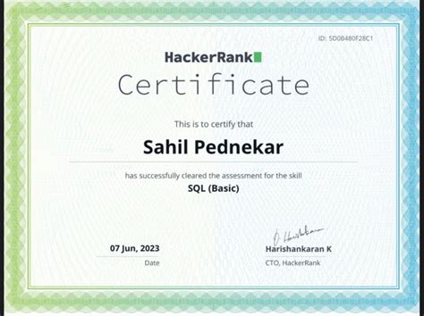 Sahil Pednekar On Linkedin Hackerrank Sql