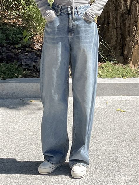 반해써 캣브러쉬 통와이드 데님 팬츠 P Yw908