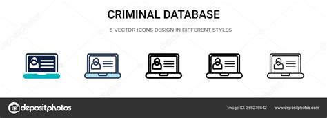 Criminal Database Icon Filled Thin Line Outline Stroke Style Vector Stock Vector Image By