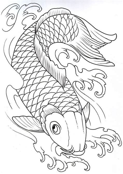 Koi Fish Tattoo Outline Design