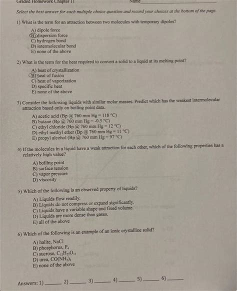 Solved Graded Homework Chapter 11 Select The Best Answer For