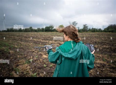 Farmer With Drone On A Field Smart Farming And Precision Agriculture Stock Photo Alamy