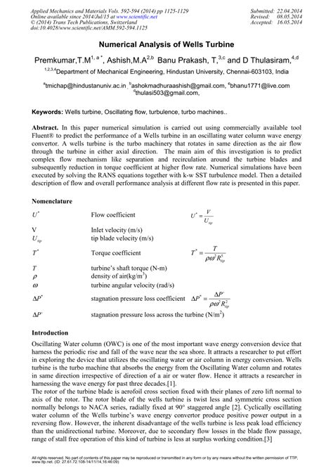 Pdf Numerical Analysis Of Wells Turbine