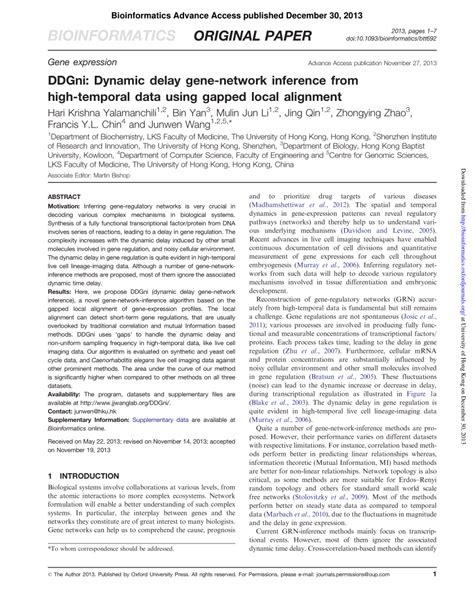 pdf ddgni dynamic delay gene network inference from high temporal