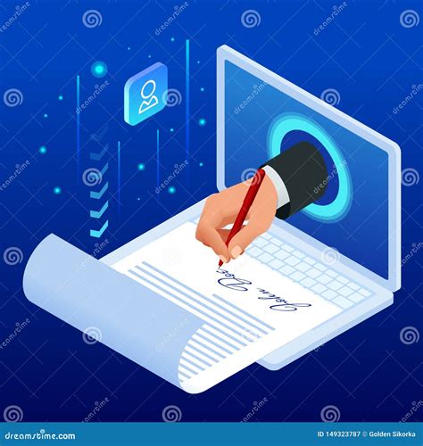 Electronic Signature Linear Icons Set Authentication Verification