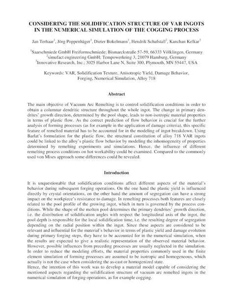 Pdf Considering The Solidification Structure Of Var … · Numerical
