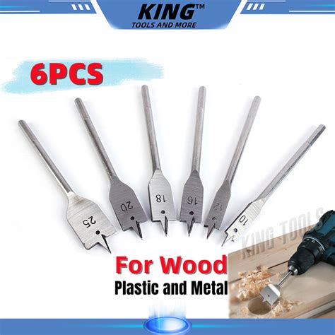 6pcs Flat Spade Drill Bits Set Paddle Flat Bits Metal Bit Kit Hex Shank Woodworking Tool