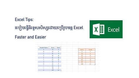 របៀបគណនានិទ្ទេសរបស់សិស្សដោយរូបមន្ត excel grade calculation using