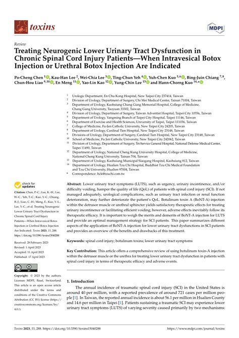 Pdf Treating Neurogenic Lower Urinary Tract Dysfunction In Chronic