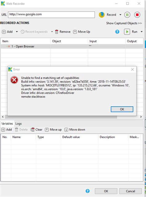Unable To Find Matching Set Of Capabilities Archive Katalon Community