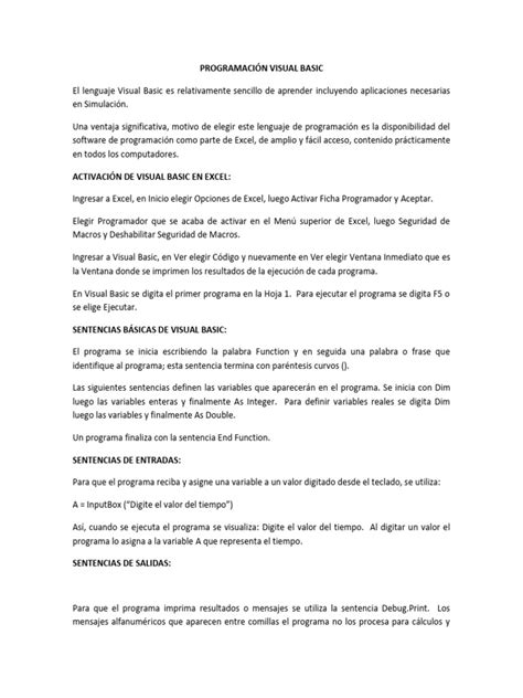 Programacion Visual Basic 1 Pdf Programación Programa De Computadora