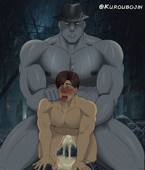 Rule 34 2boys Blush Capcom Gay Gay Sex Grey Body Grey Skin Hat Kuroubojin Leon Scott Kennedy