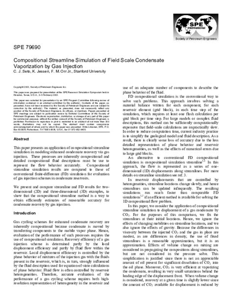 Pdf Compositional Streamline Simulation Of Field Scale Condensate Vaporization By Gas Injection