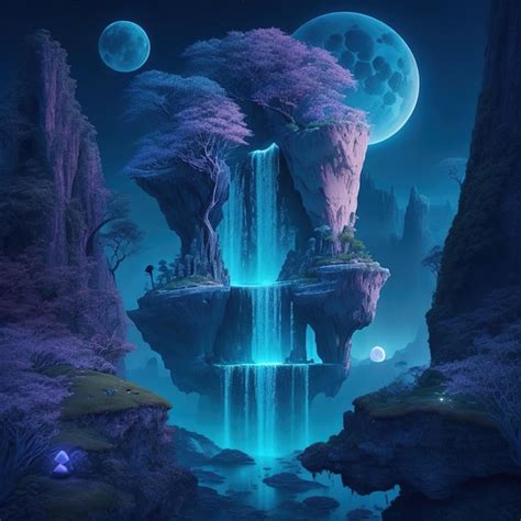 Premium Ai Image Floating Fantasy Landscape