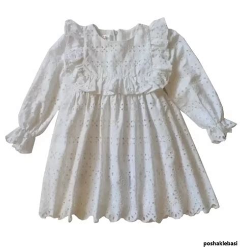 مدل لباس بچه گانه با پارچه خامه دوزی شده