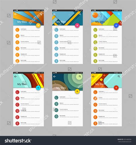 Material Design Ui Ux Screens Flat Stock Vector Royalty Free Shutterstock