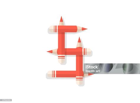 연필로 만든 문자 S 글꼴 로고 배너 포스터 카드 라벨 등을 위한 벡터 디자인 요소 기념일에 대한 스톡 벡터 아트 및 기타