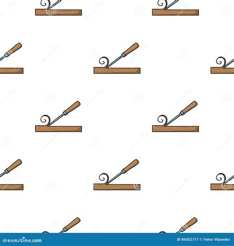 Chisel Icon In Cartoon Style Isolated On White Background Sawmill And Timber Pattern Stock