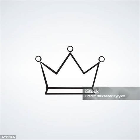 보석으로 장식 된 손으로 그린 로얄 크라운 벡터 만화 일러스트레이션 흰색 배경에 격리된 개체입니다 개념에 대한 스톡 벡터 아트 및 기타 이미지 Istock