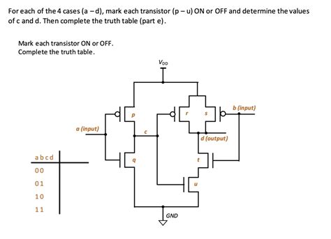 For Each Of The 4 Cases A D Mark Each Transistor P U ON Or OFF And Determine The Values
