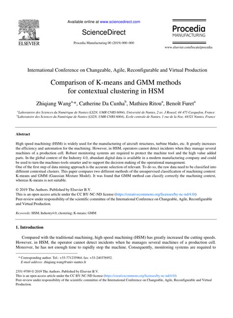 Pdf Comparison Of K Means And Gmm Methods For Contextual Clustering
