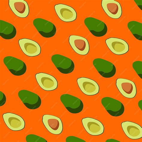 Premium Vector | Vector avocados on orange pattern background