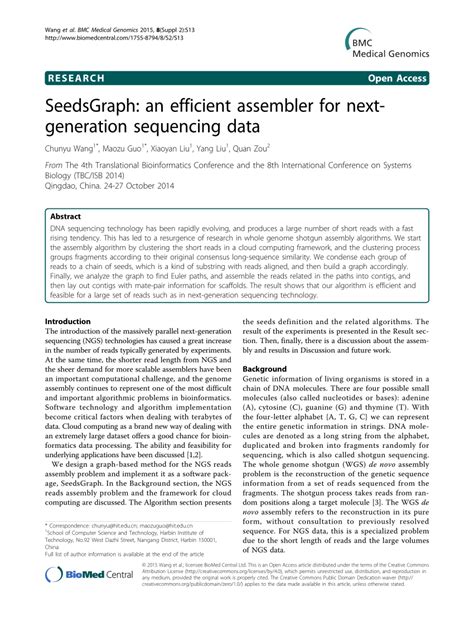 Pdf Seedsgraph An Efficient Assembler For Next Generation Sequencing Data