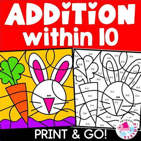 Easter Addition To 10 Color By Number Code Made By Teachers