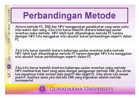 metode pemiilihan investasi irr pi npv discount pi