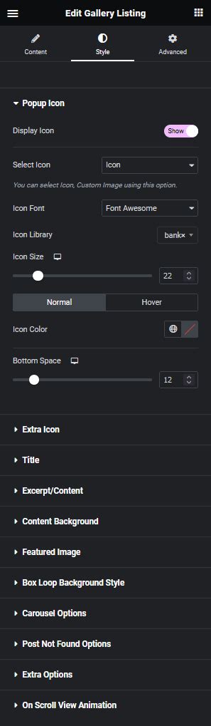 Gallery Listing Elementor Widget Settings Overview The Plus Addons