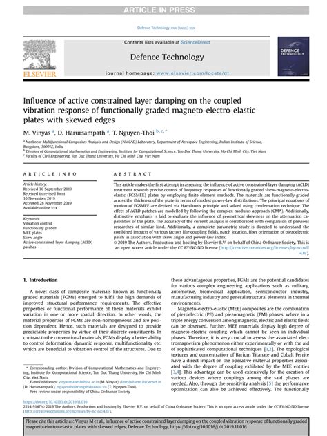 pdf influence of active constrained layer damping on the coupled