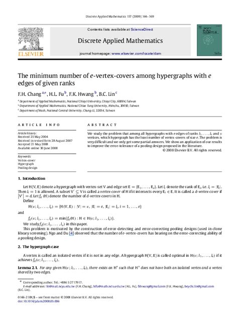 Pdf The Minimum Number Of E Vertex Covers Among Hypergraphs With E