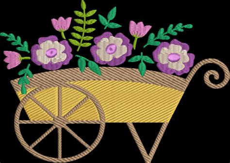 Flowers In Carts Machine Embroidery Design Set Machine Embroidery Design
