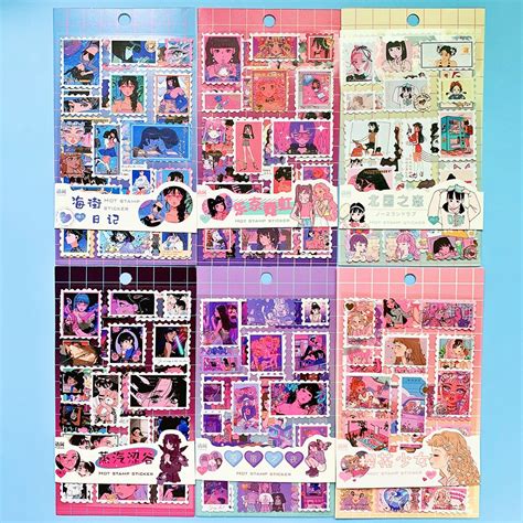 냥이엄마의 예술잡화점 시티팝 스탬프 스티커2매 일본 레트로 스꾸 다꾸 폰꾸 위시버킷